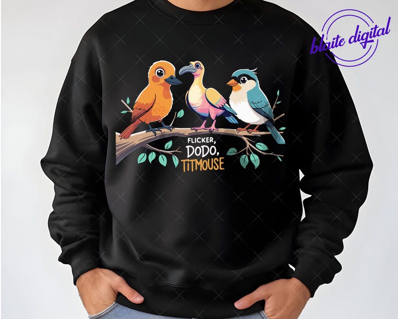 Whimsical Bird SVG PNG Bundle | Flicker Dodo Titmouse Clipart | Vintage ...