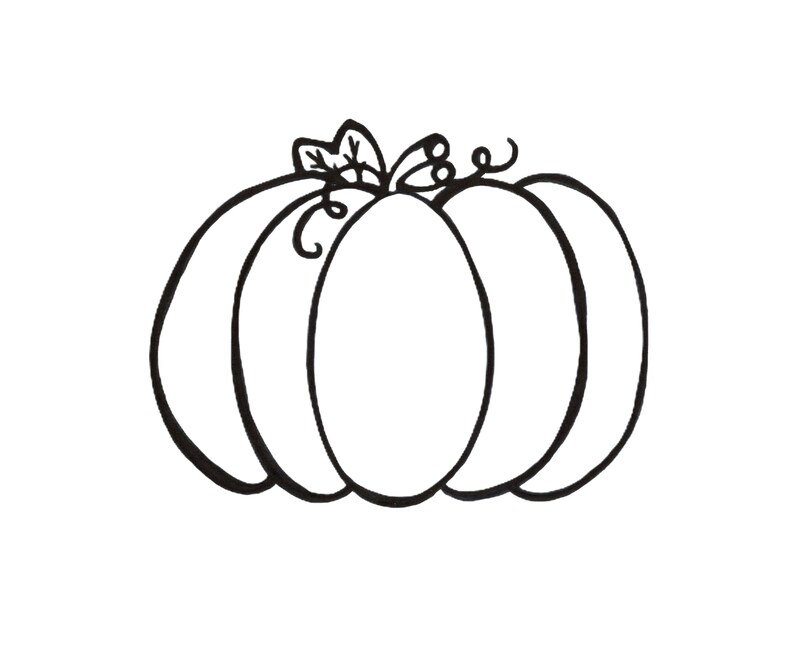 Printable Pumpkin Coloring Page for Autumn and Fall Hand-drawn JPG SVG ...