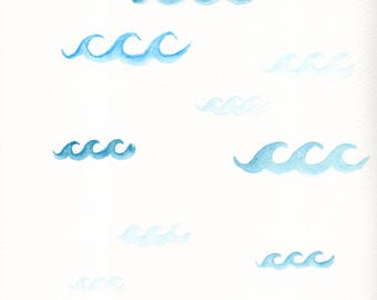 PRINTABLE Watercolor Art, Beach Waves, Ocean - Etsy