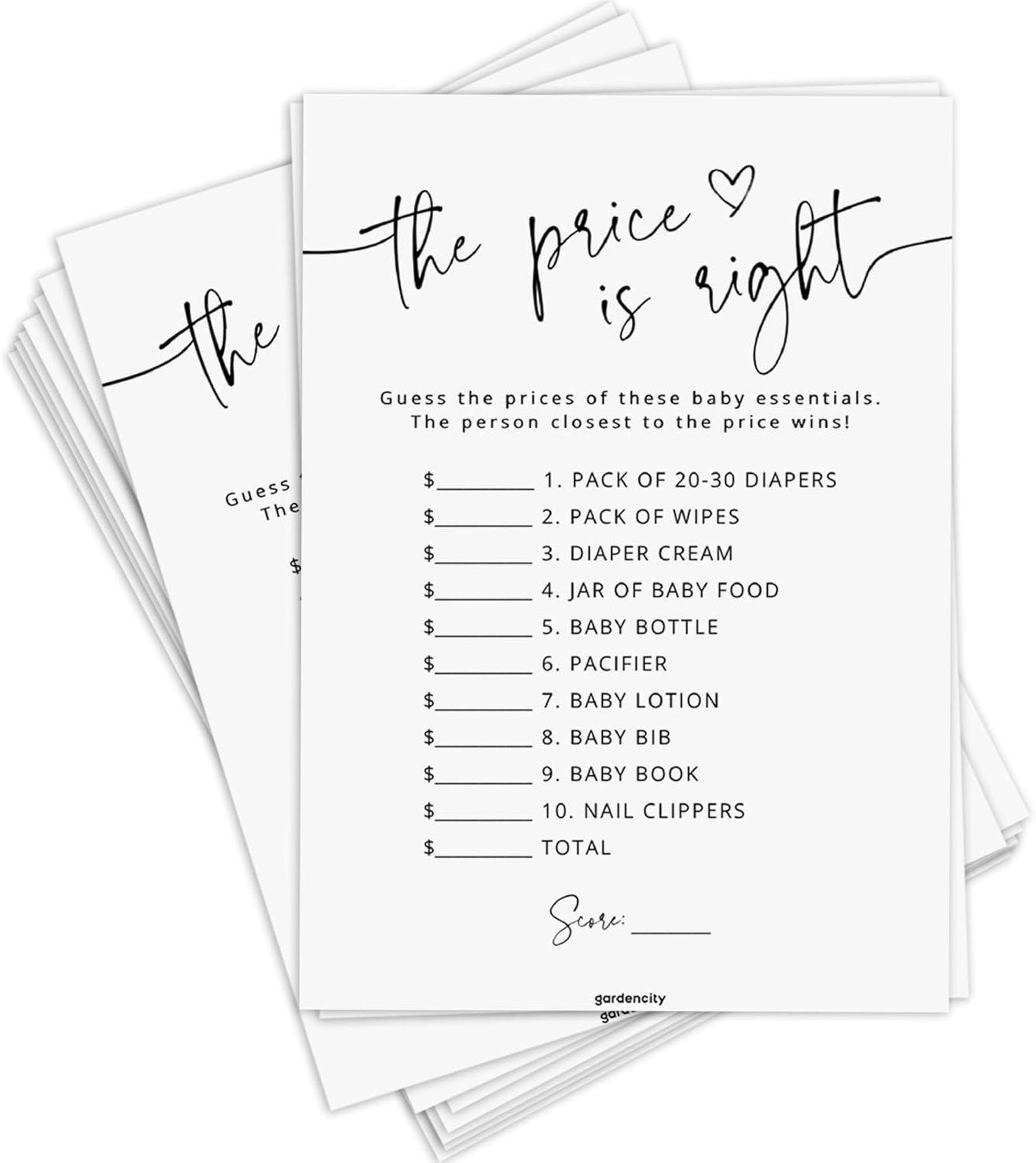 Price is Right Baby Shower Game – Guessing Game (digital Download) - Etsy