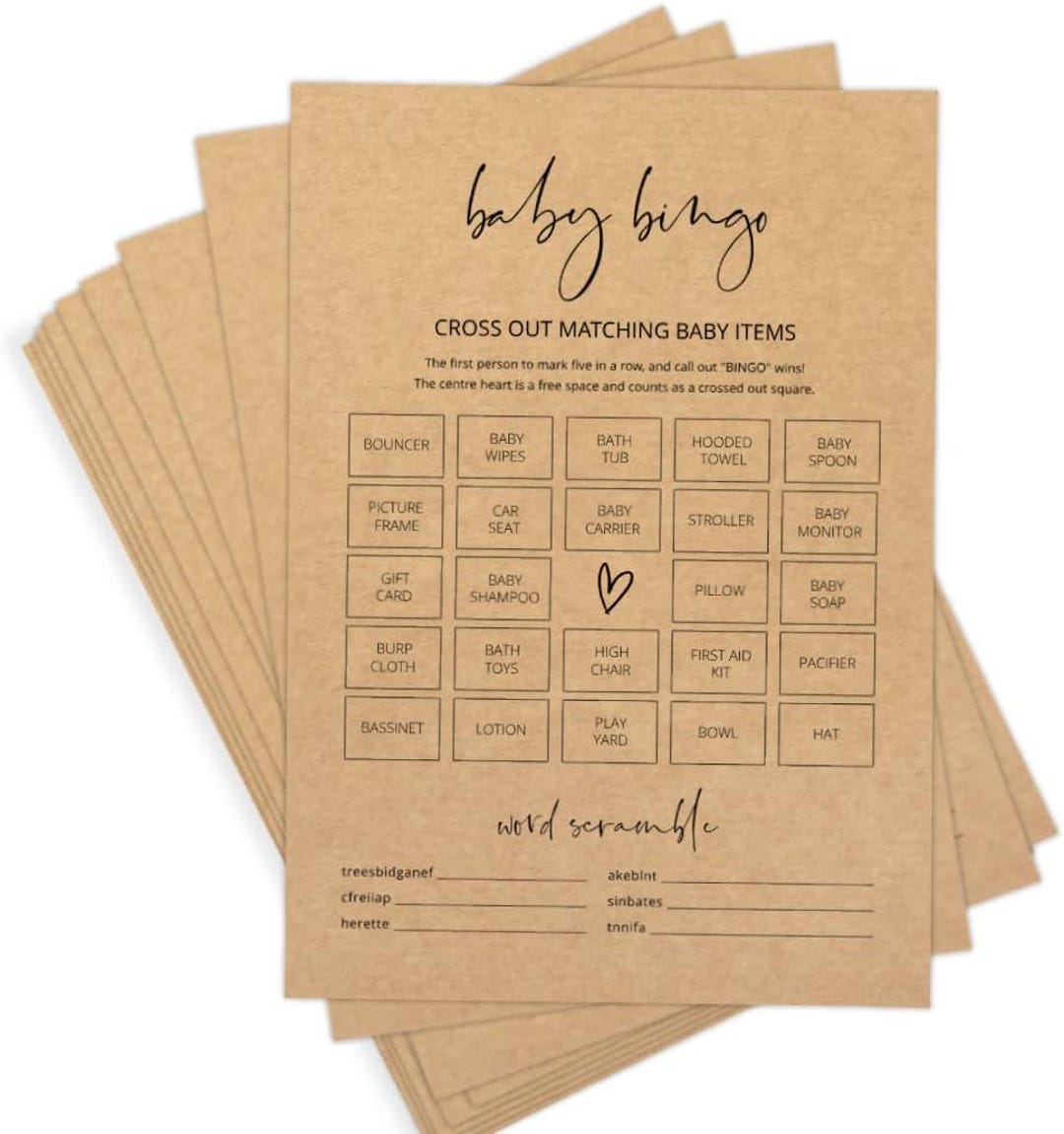 Baby Shower Bingo Game: Modern Printable Cards (PDF Download) - Etsy