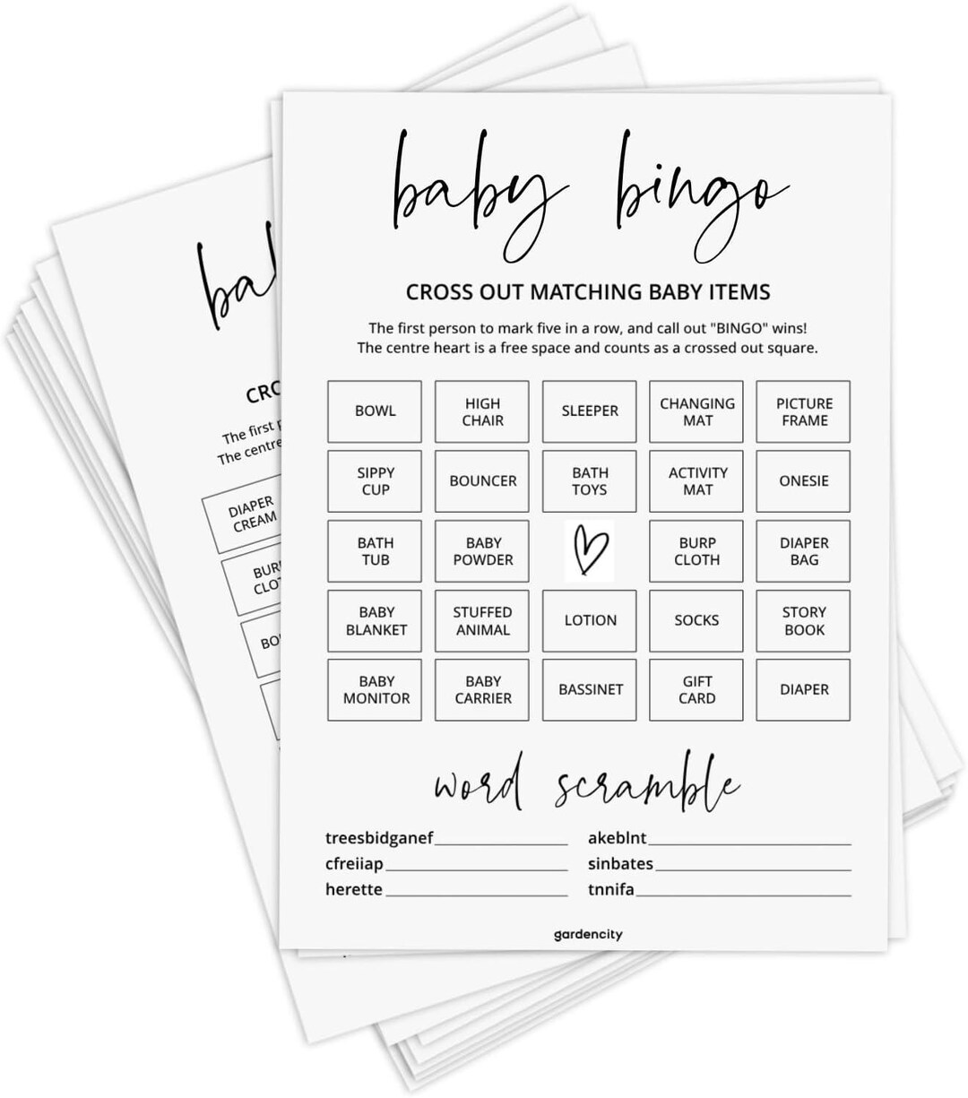 Baby Shower Bingo Game: Modern Printable Cards (PDF Download) - Etsy