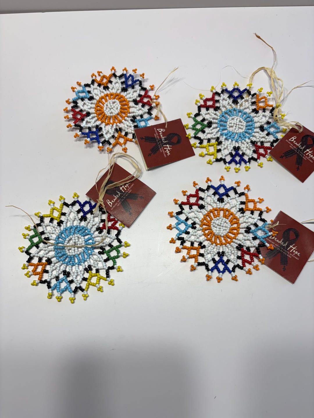 Handcrafted Zulu Beaded Coasters, Set of 4, South African Artisan Decor ...