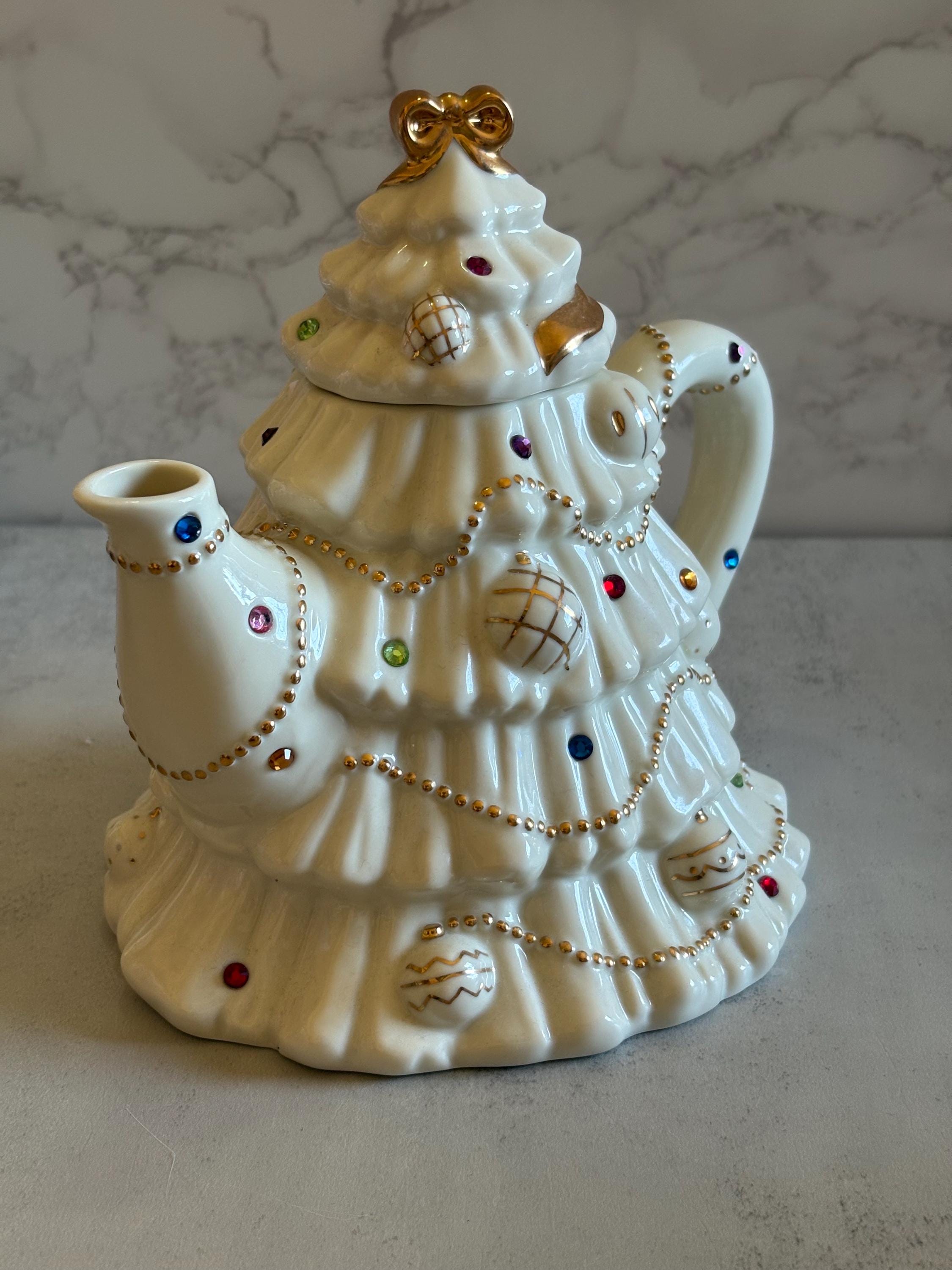 Jeweled Christmas Tree Teapot LENOX – Vintage 2003 Holiday Teapot ...