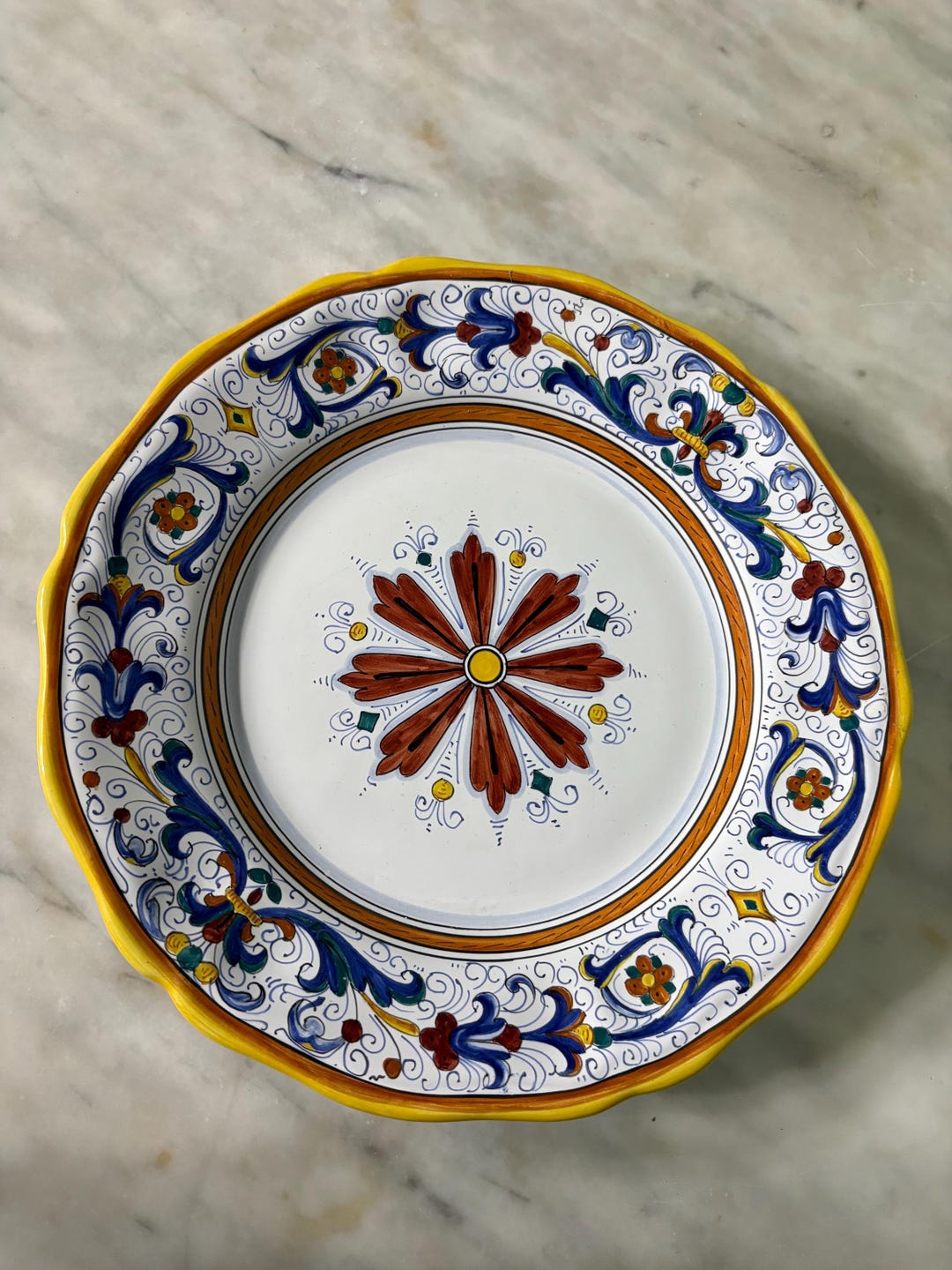 Hand-painted Italian Deruta Ceramic Plate Rico Pattern 16th Century ...
