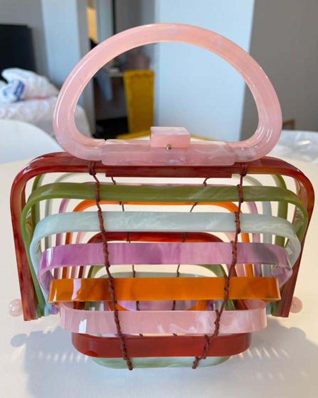 Lilli Mini Collapsible Acrylic Tote With Handle & Clasp, Purse, Unique ...
