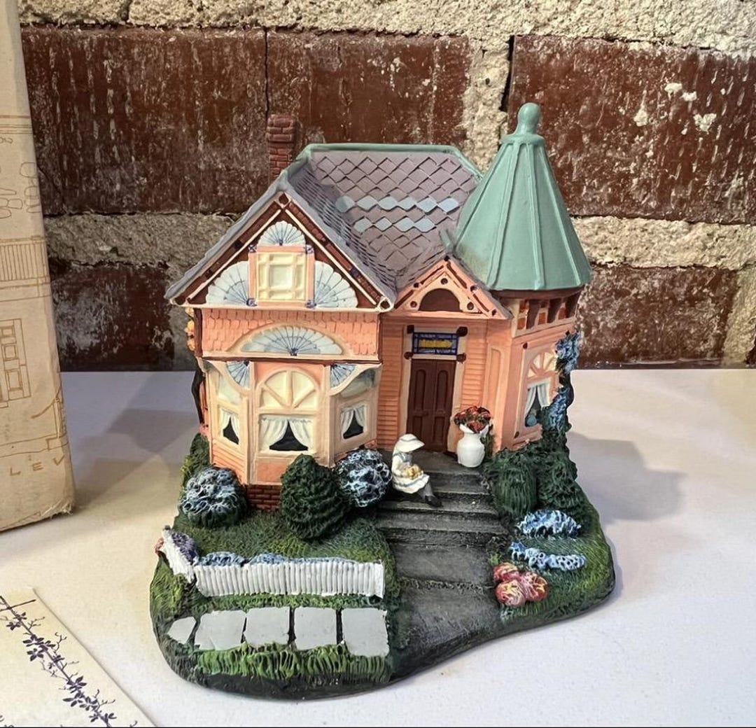 Hand-painted Hawthorne Village Lilac Cottage Victorian House Sculpture ...
