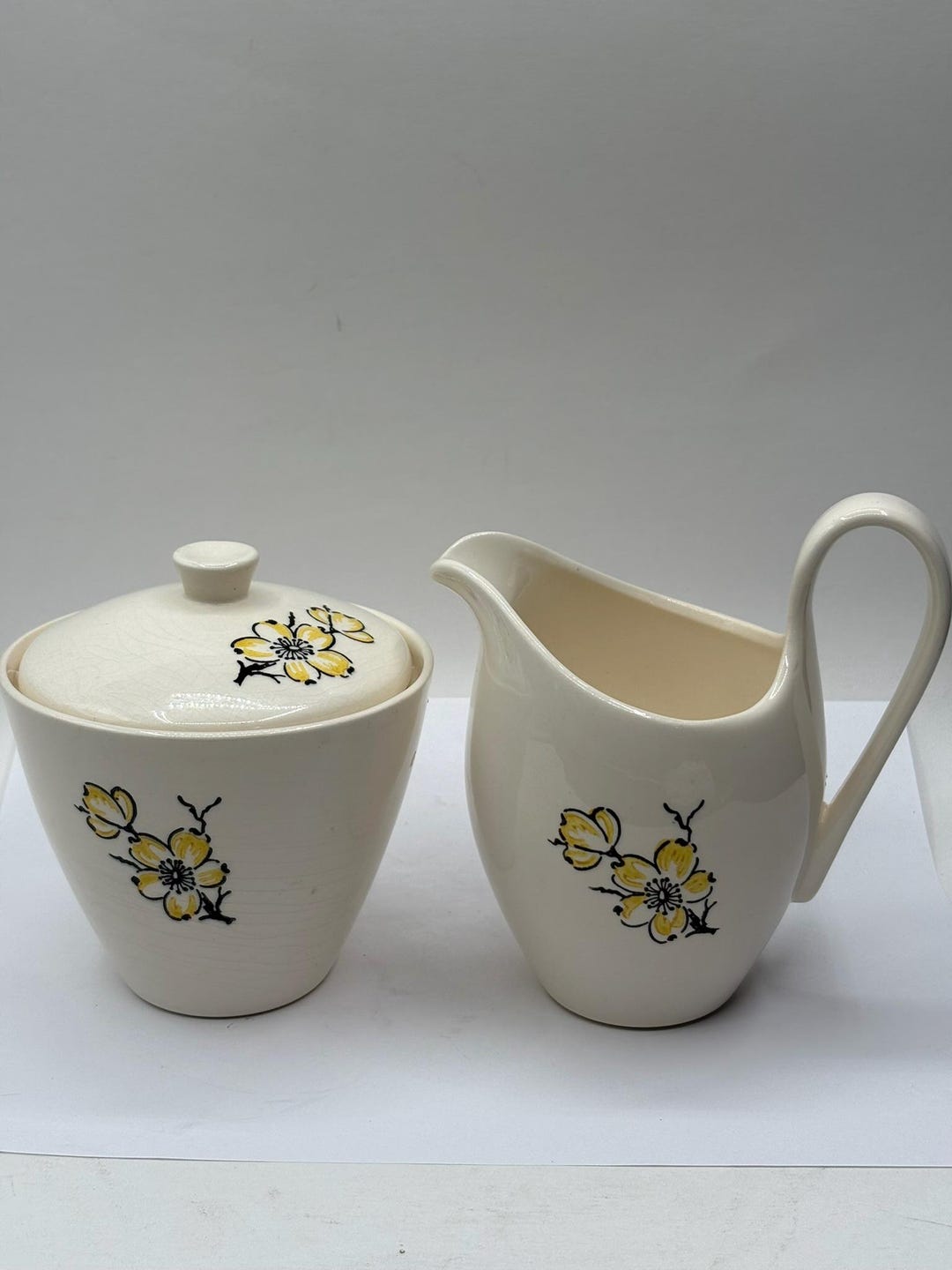 Vintage Marcrest Dixie Dogwood Yellow Blossom Creamer and Sugar Made in ...