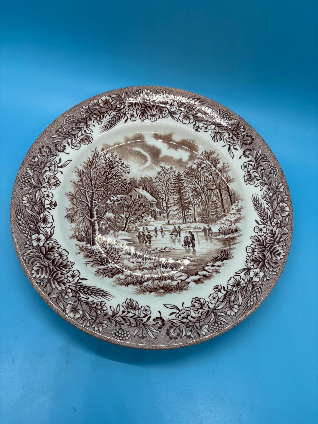 Churchill China, Part of Courier and Ives Brown Transfer Ware Plate ...