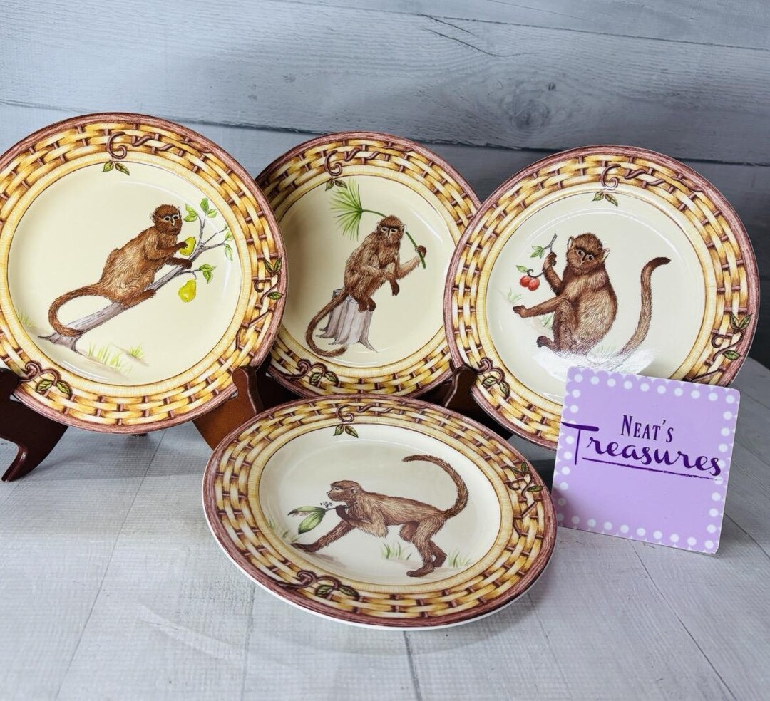American Atelier MONKEY 5029 Jungle Bamboo Rim Porcelain Salad Lunch ...