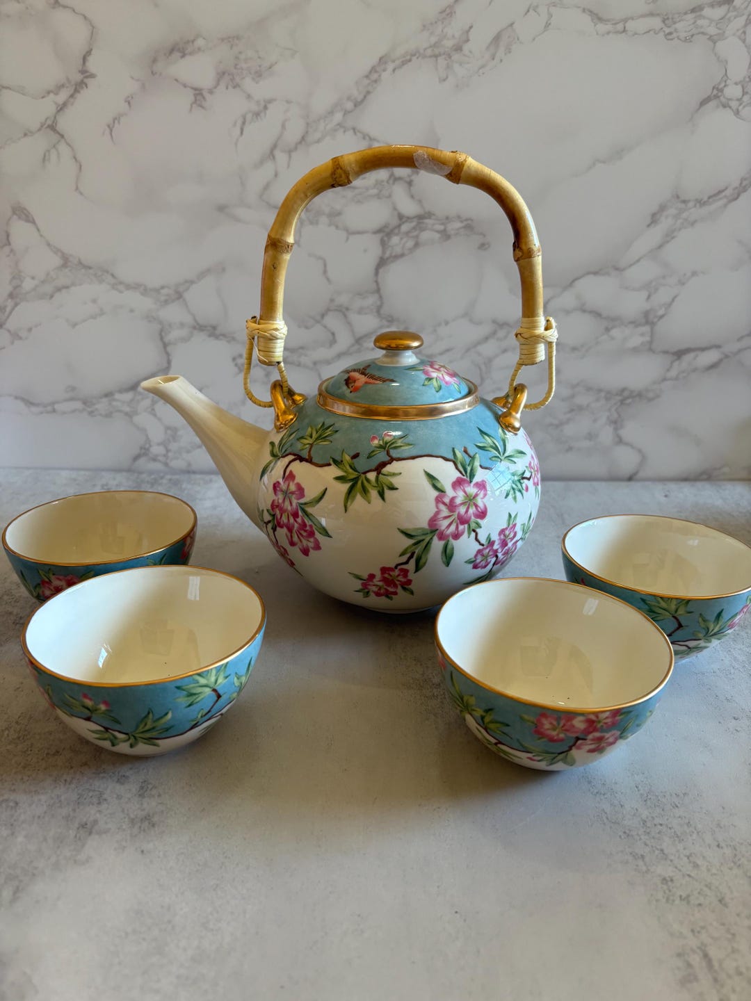 Vintage Lenox Memories of Geisha Tea Set, Floral Porcelain - Etsy