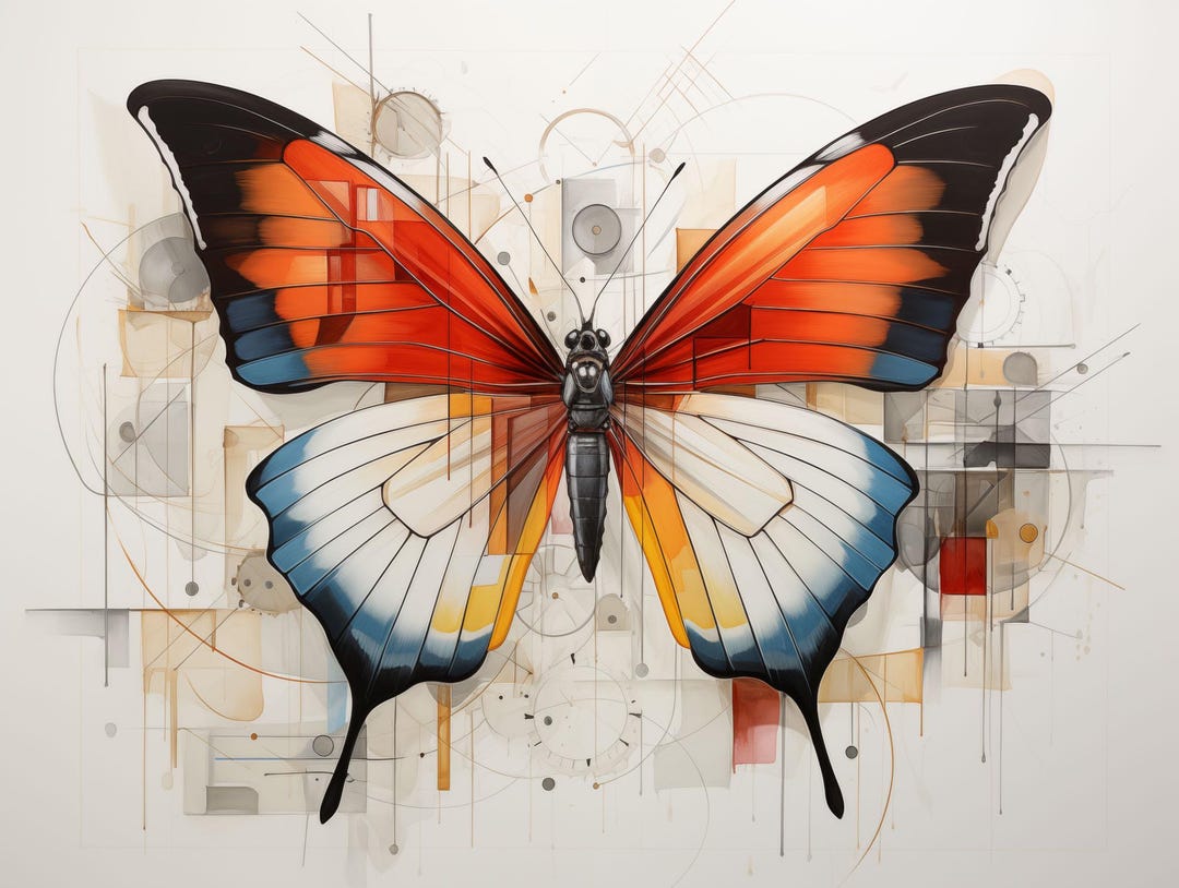 Cubist Interpretation of a Butterfly Abstract, Fragmented Art Poster - Etsy