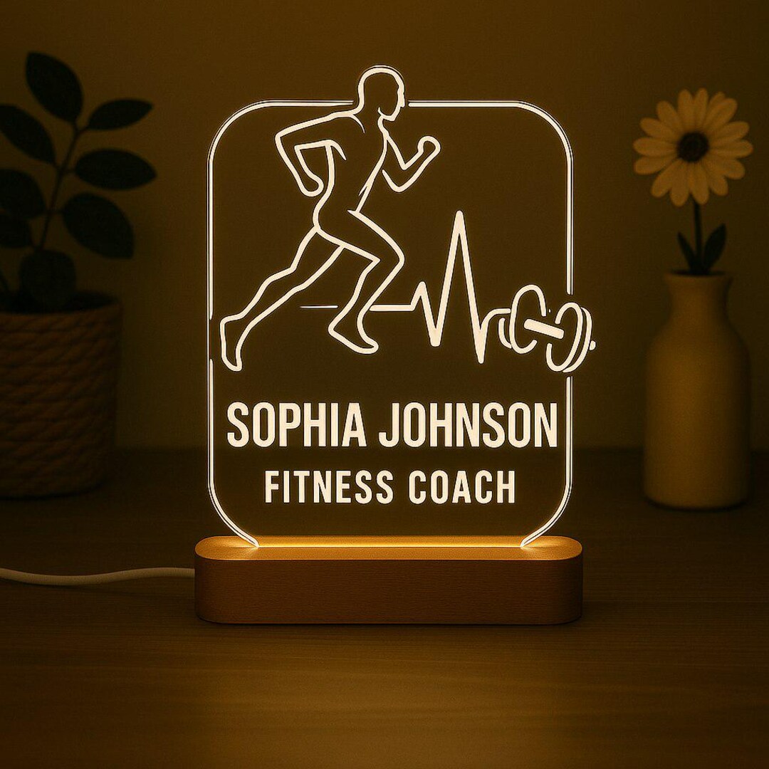 Personalized Fitness Coach Gift – Custom LED Light With Name – Thank ...