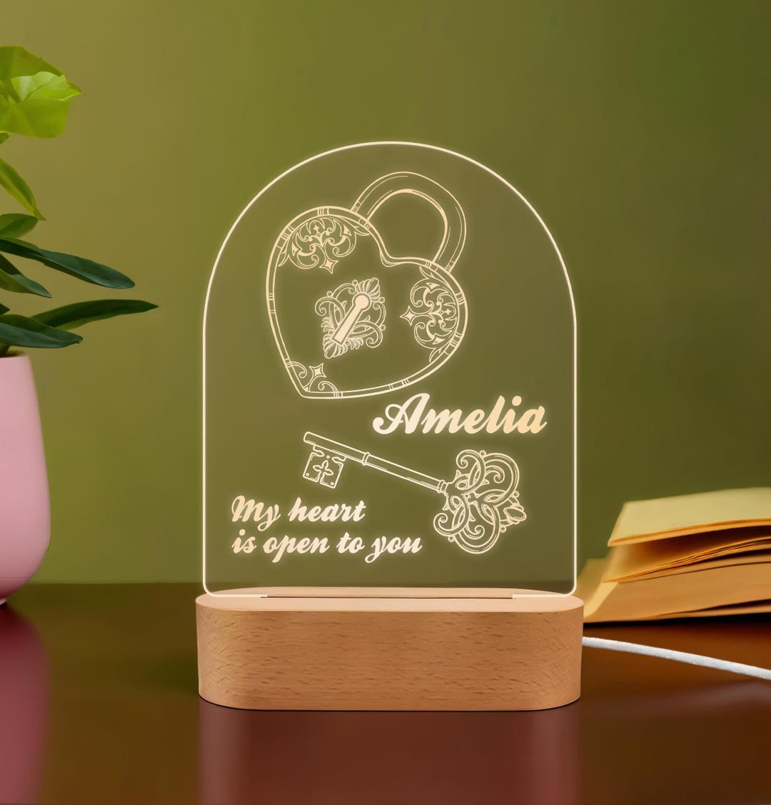 Personalized Night Light - Custom Engraved Acrylic LED Lamp ...