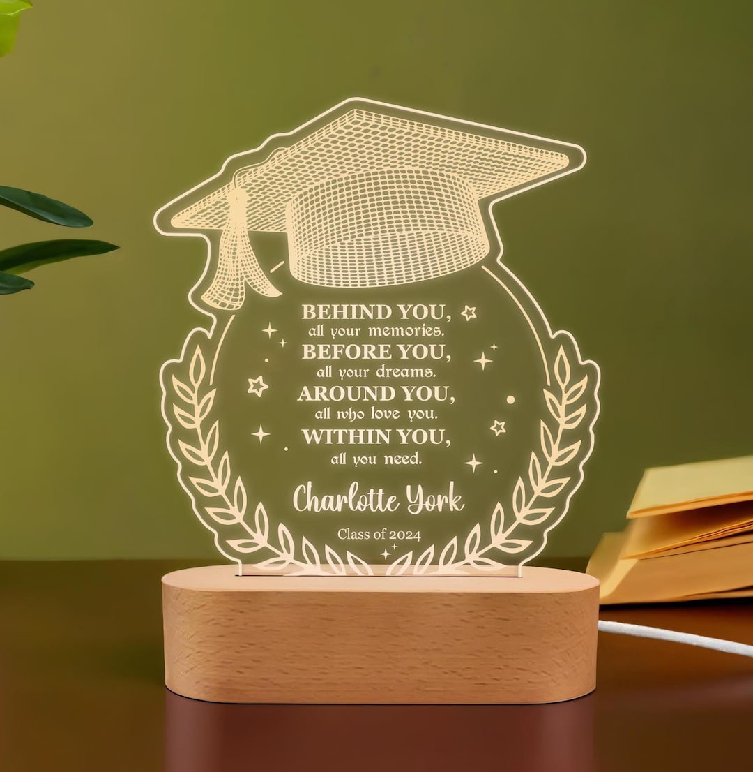 Personalized Graduation Night Light, Engraved Acrylic LED Lamp, Custom ...