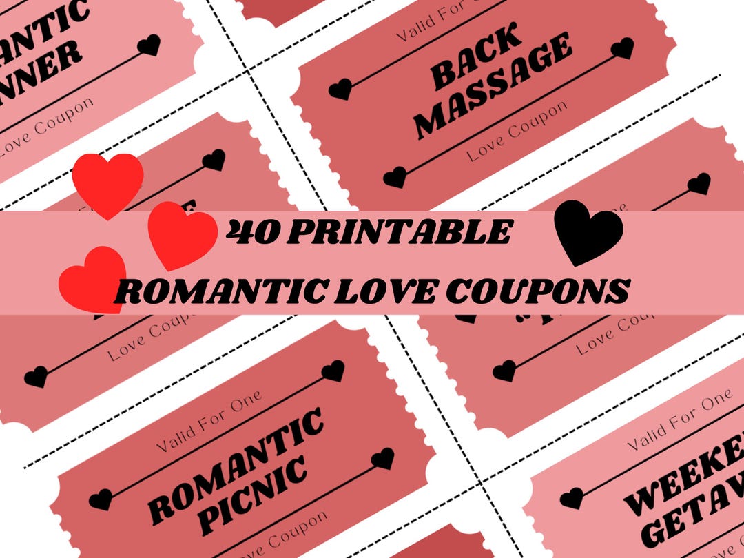 Romantic Love Coupons, 40 Printable Love Coupons, Romantic Gift for ...