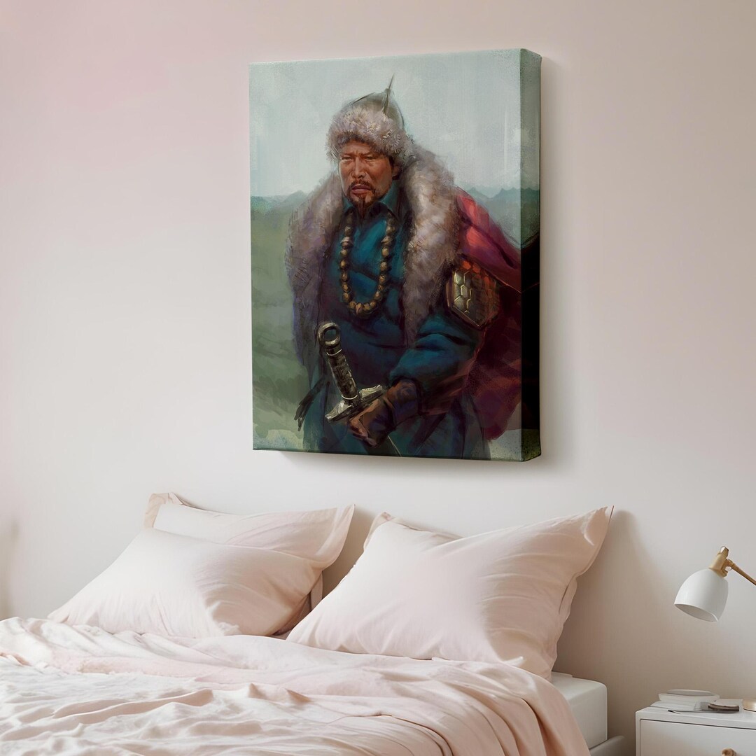 Genghis Khan Mongol Army Commander Oil Painting Decorative Canvas Print ...