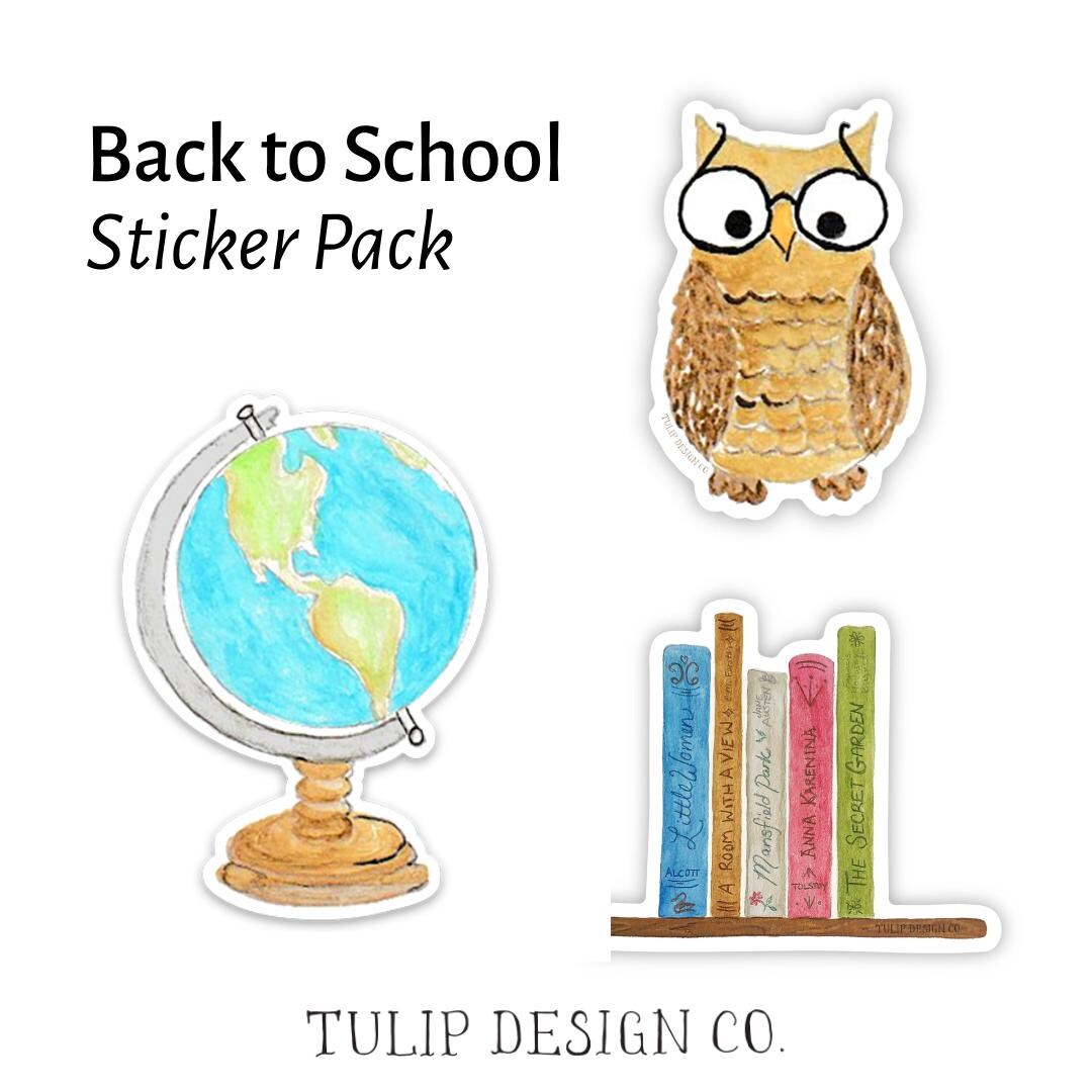 Back to School Sticker Pack | Owl, Globe, Books Vinyl Decals - Etsy