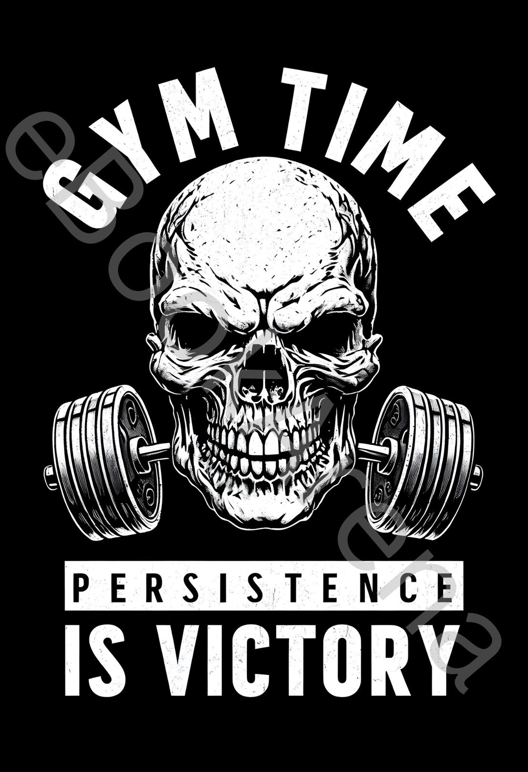 Gym Time Persistence is Victory PNG | Skull & Dumbbell Fitness Graphic ...
