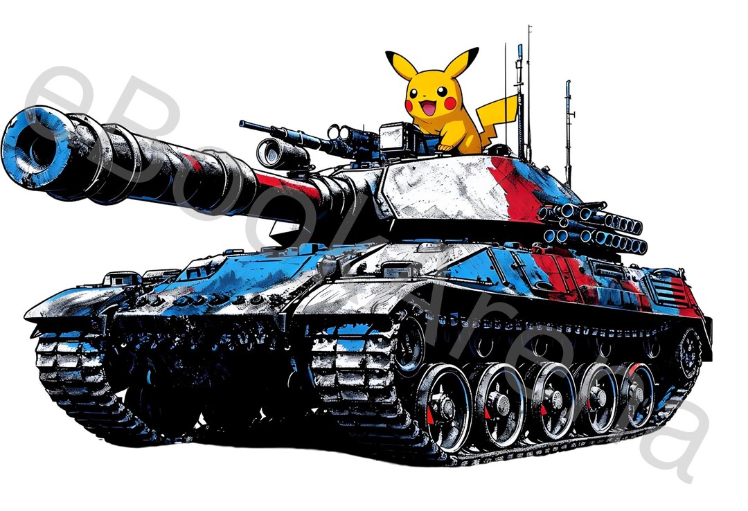 Pikachu on A USA Military Tank PNG | Patriotic Digital Download - Etsy