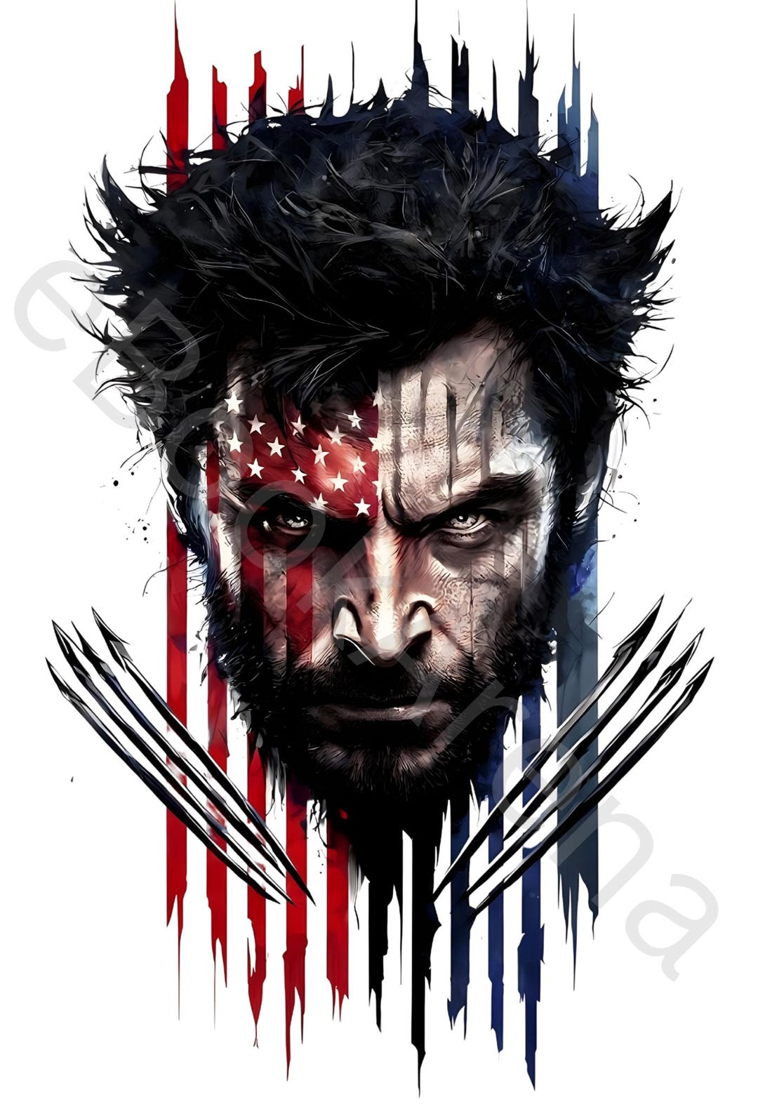 Patriotic Wolverine USA PNG American Flag Wild Animal Clipart for T ...