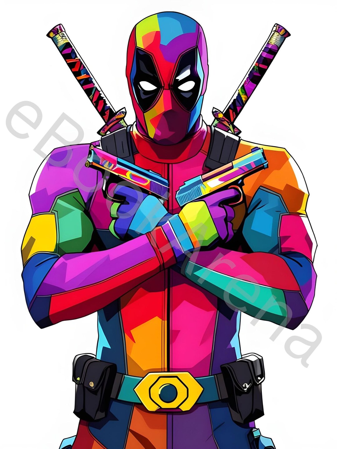 Masked Mercenary Superhero PNG Dual Pistol Antihero Clipart Digital ...