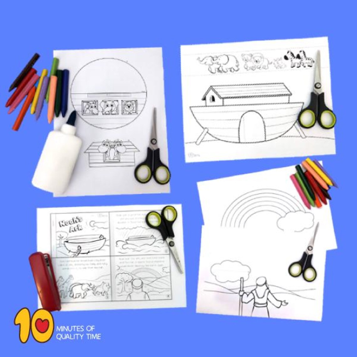 4 Noah's Ark Bible Crafts + 3 Coloring Pages | Sunday School Activity ...