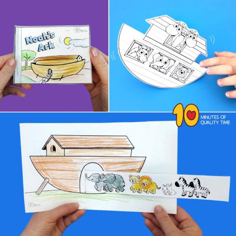 4 Noah's Ark Bible Crafts + 3 Coloring Pages | Sunday School Activity ...