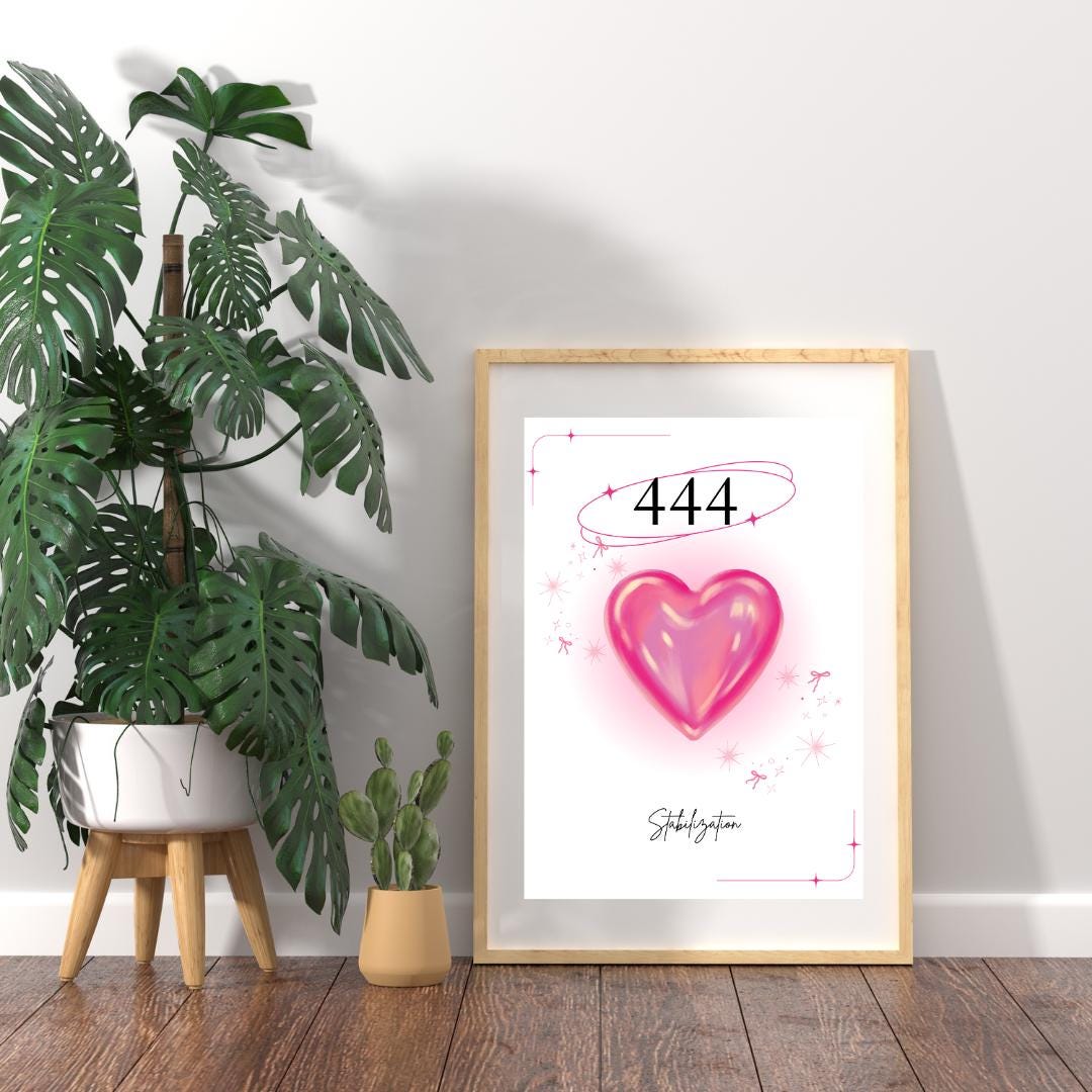 444 Angel Number Poster, Stabilization Vibration Digital Download Wall ...