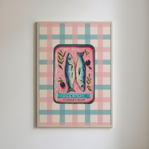 Tinned Sardines Poster, Sardine Painting, Kitchen Prints, Sardine Tin ...