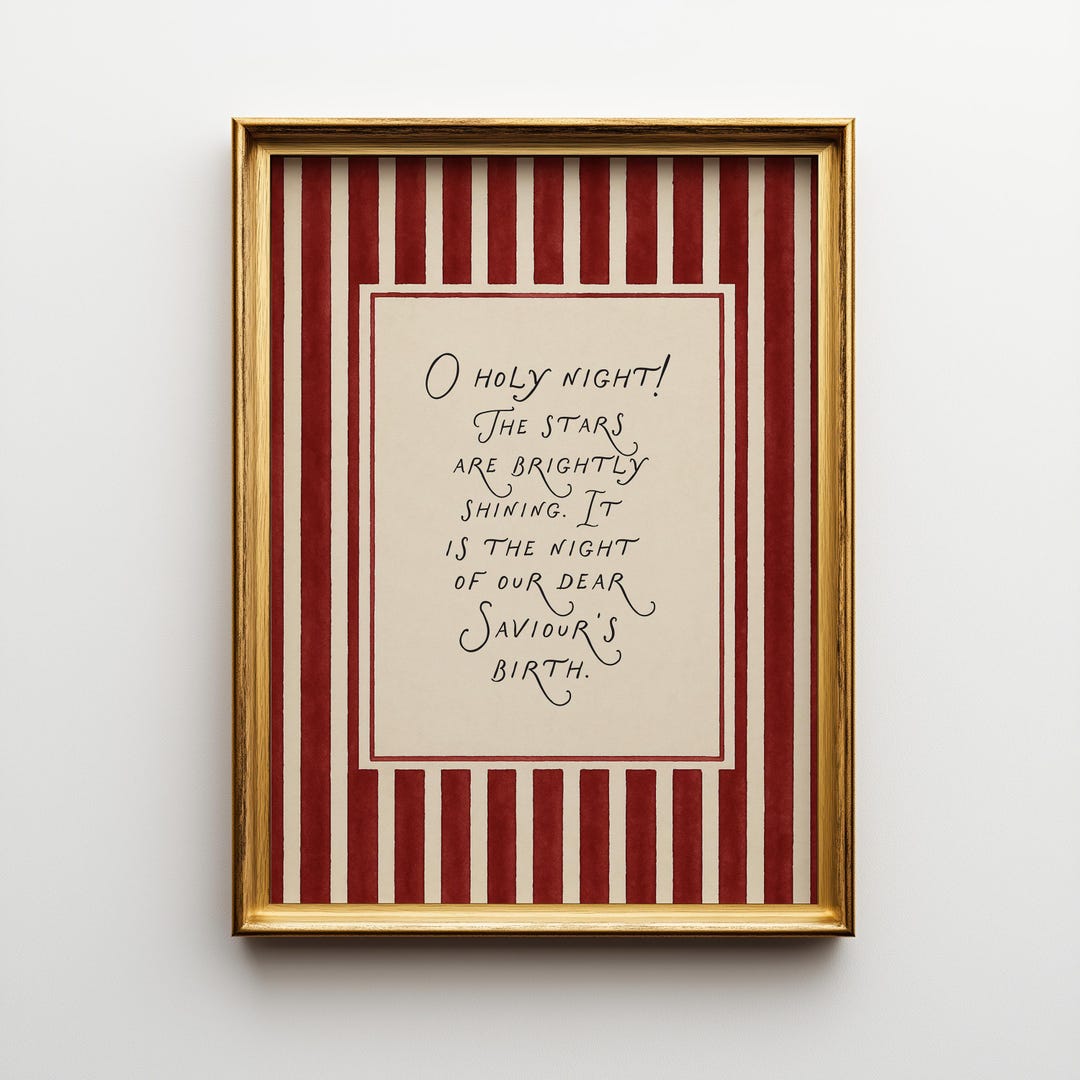 O Holy Night Print, Minimalist Christmas Carol Printable Vintage Hymn ...