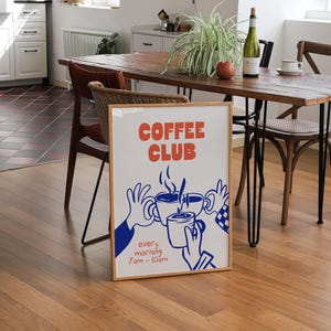 Retro Coffee Club Poster, Trendy Coffee Print, Espresso Art Print ...