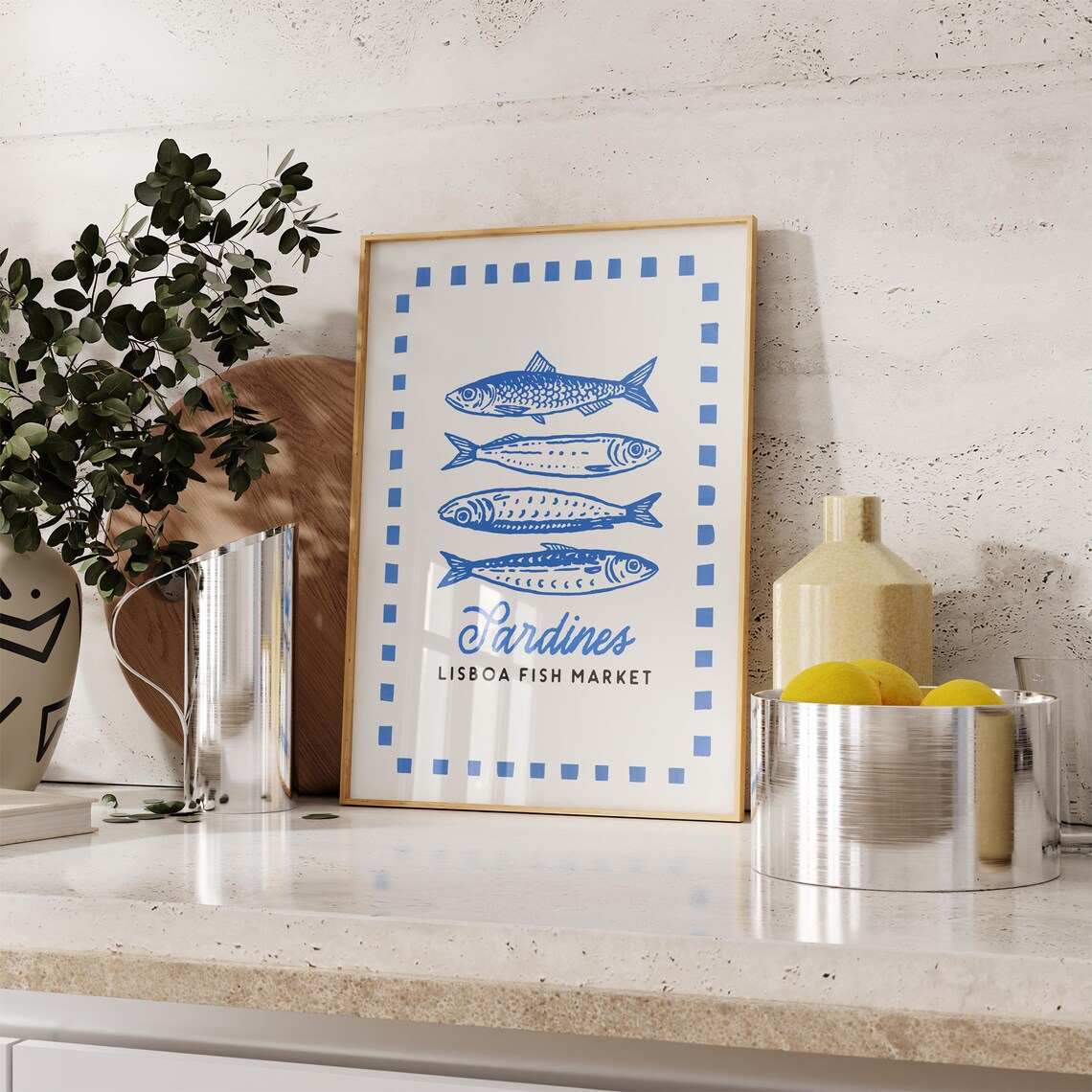 Sardines Print, Retro Sardine Wall Art, Fish Market Print, Colorful ...