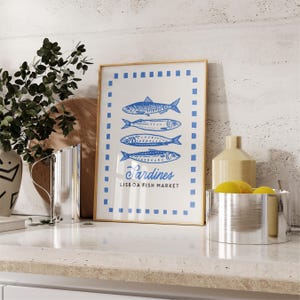 Sardines Poster, Sardine Painting, Kitchen Prints, Sardine Tin Art ...