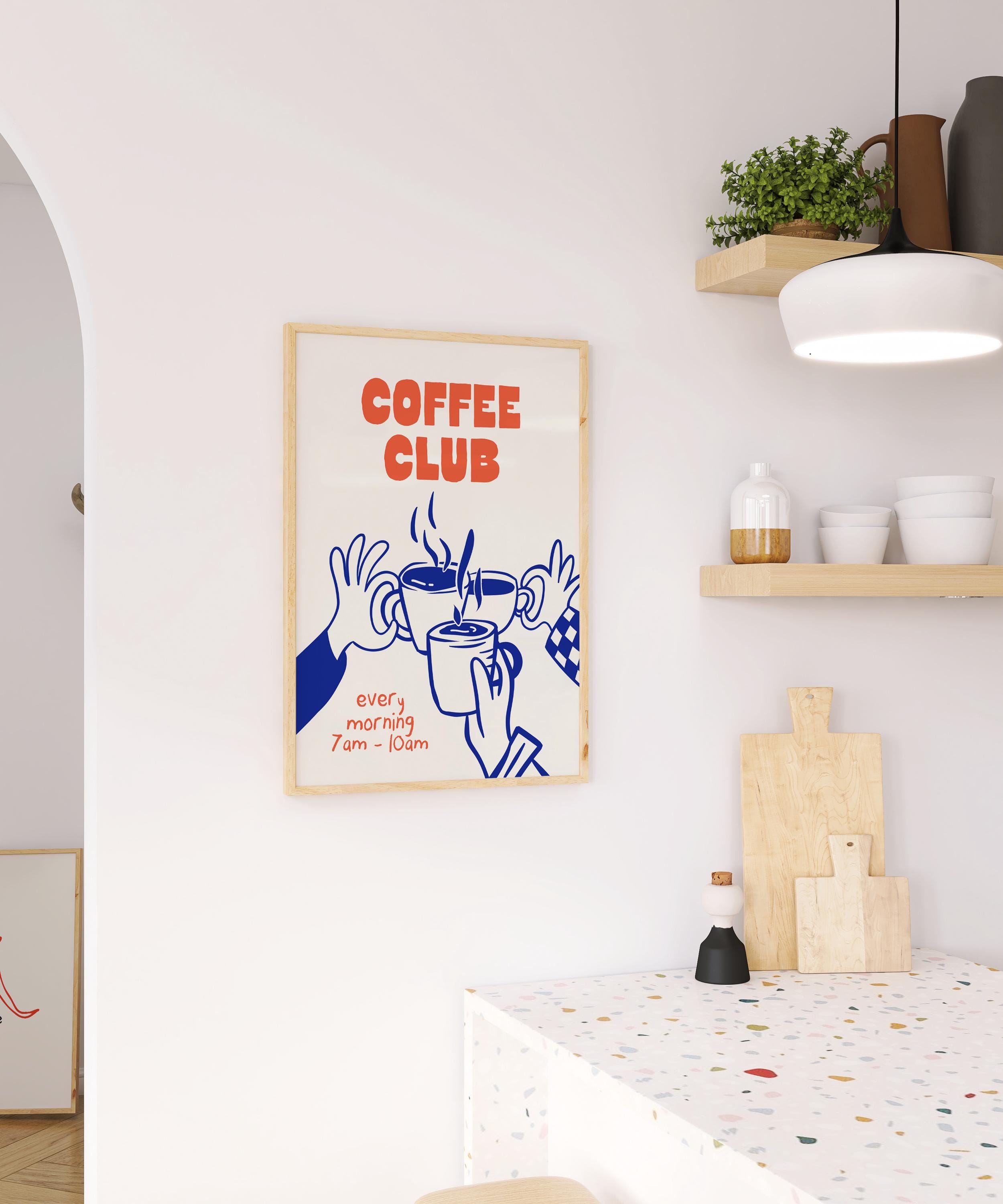 Retro Coffee Club Poster, Trendy Coffee Print, Espresso Art Print ...