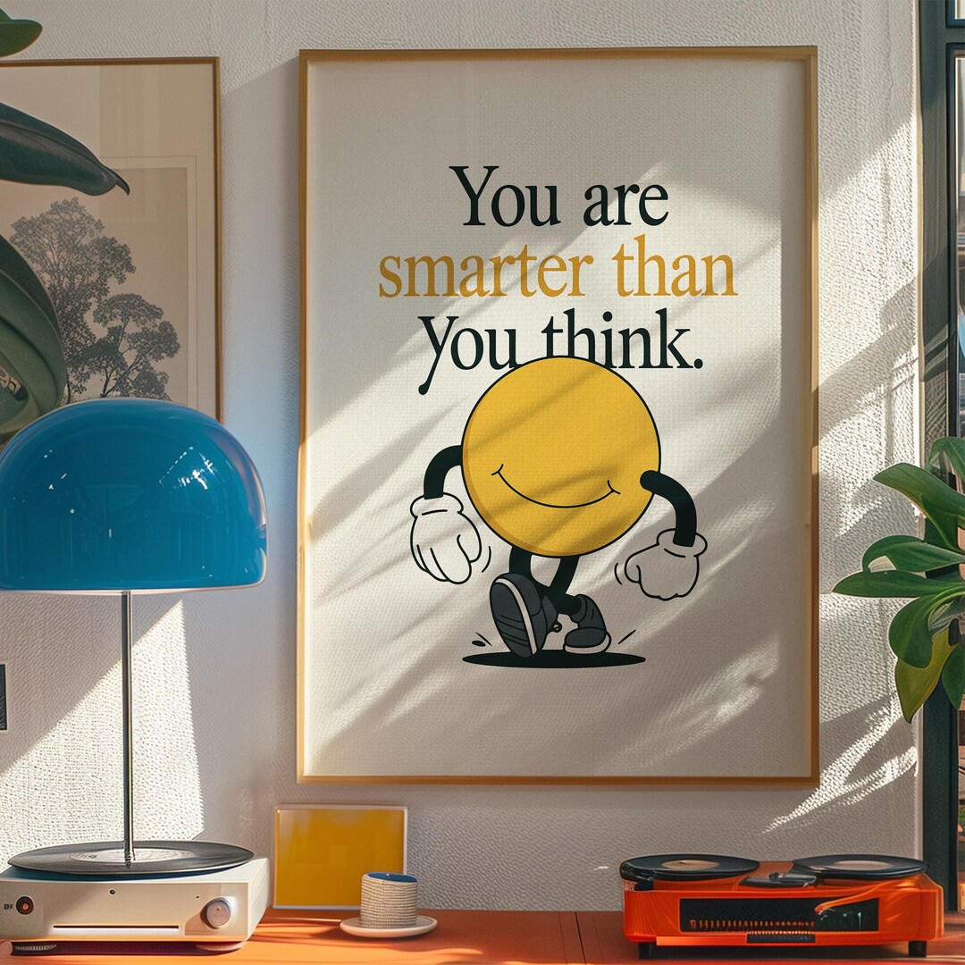You Are Smart Print, Motivational Wall Art, Trendy Wall Art, Retro ...