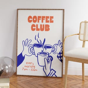 Retro Coffee Club Poster, Trendy Coffee Print, Espresso Art Print ...