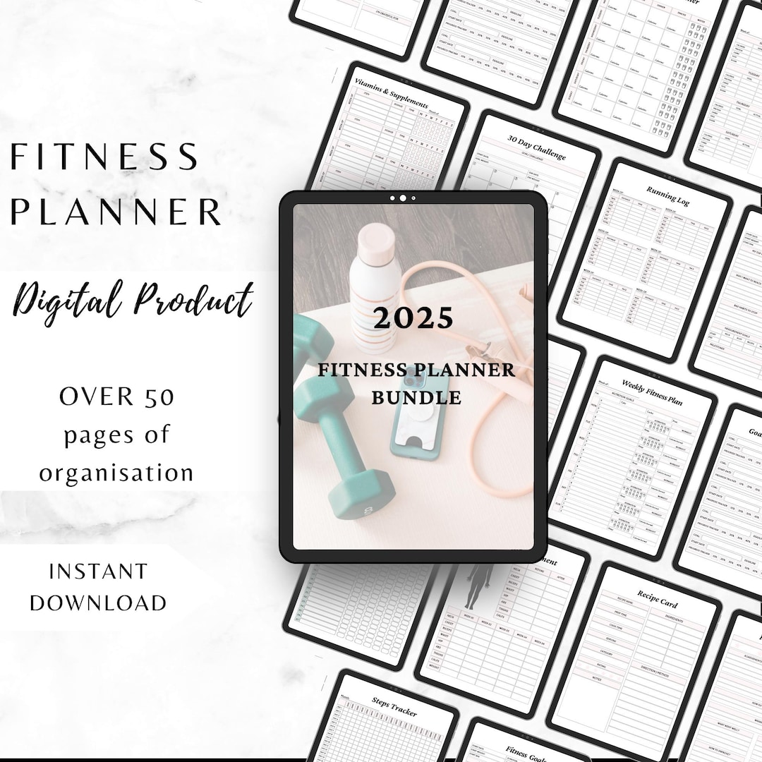 HEALTH AND FITNESS Tracker Digital Planner, Digital Journal, Digital ...