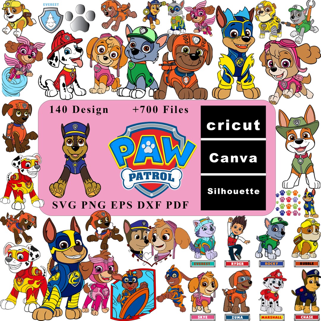 700+ Paw Patrol SVG PNG DXF Bundle, Kids Birthday Designs, Cricut Files ...