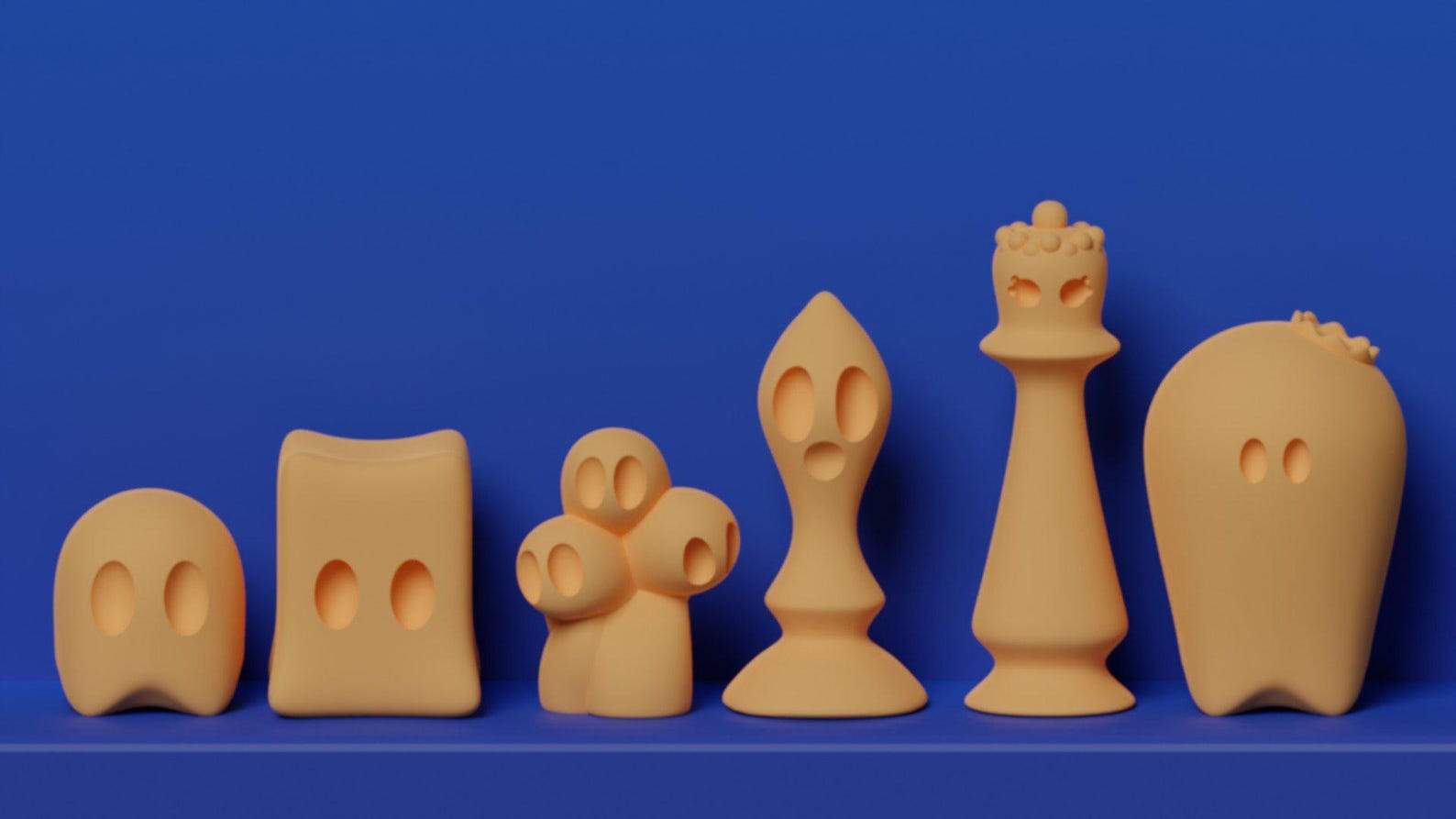 3D Printed Ghost Chess Set, Compact Travel Game - Etsy