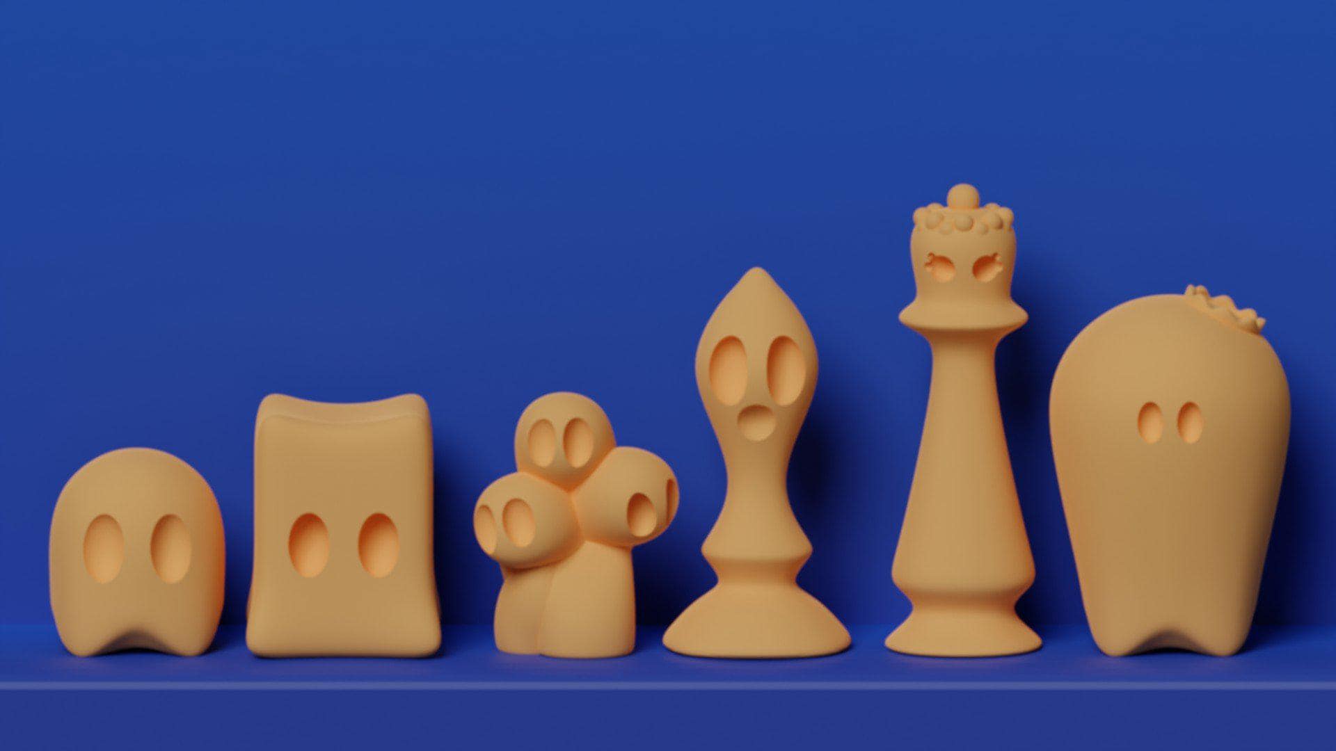 3D Printed Ghost Chess Set, Compact Travel Game - Etsy