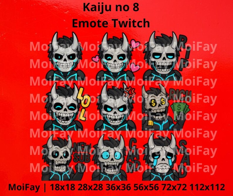 Twitch & Discord Custom 9 Emote Pack | Kaiju N8 - Etsy