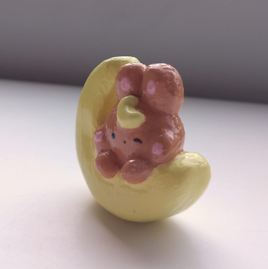 Bunny on Moon Desk Companion, Cute Desk Friend, Air Dry Clay - Etsy