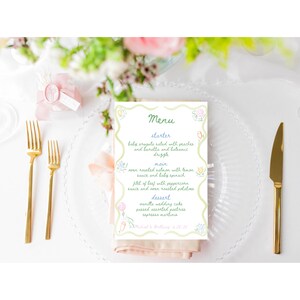 Hand-drawn Floral Garden Menu Template, Custom Menu, Garden Party ...