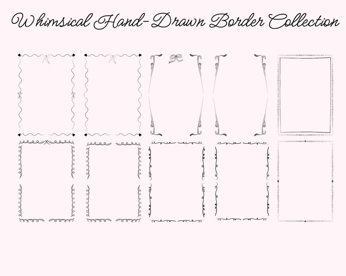 Hand-drawn Border Collection Template, Whimsical Borders, Invite ...
