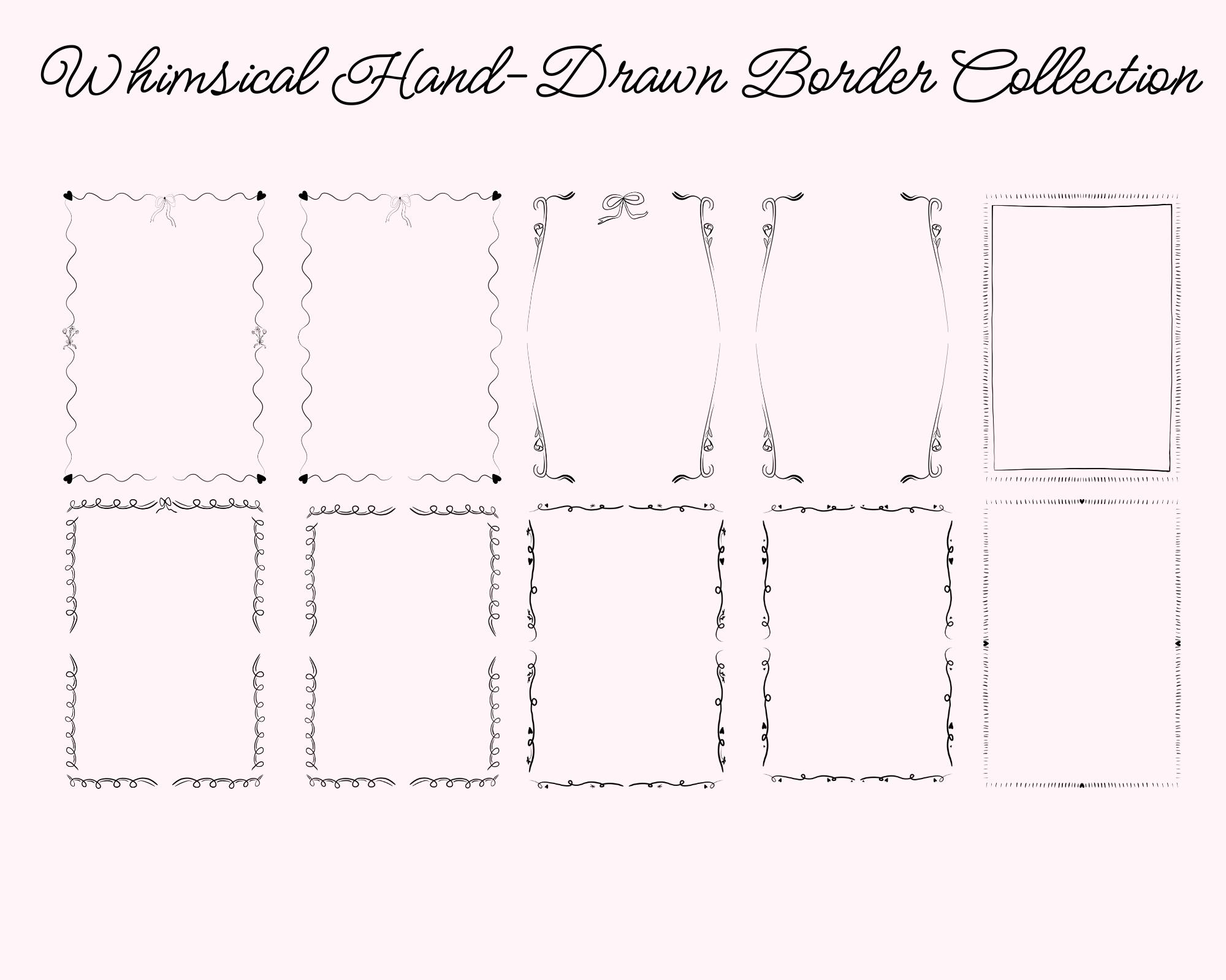 Hand-drawn Border Collection Template, Whimsical Borders, Invite ...