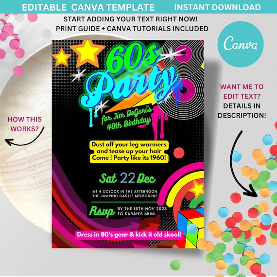 1960s Invitation Templates