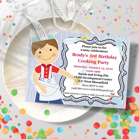 Cooking Birthday Party Invitation Template, Cooking Invitation, Cooking ...