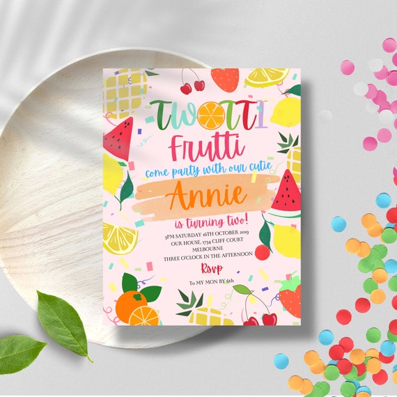 Fruit 2nd Birthday Invitation INSTANT DOWNLOAD, Tutti-frutti Birthday ...