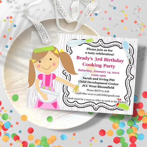Cooking Party Invitation For Kids Baking Birthday Party invitation ...